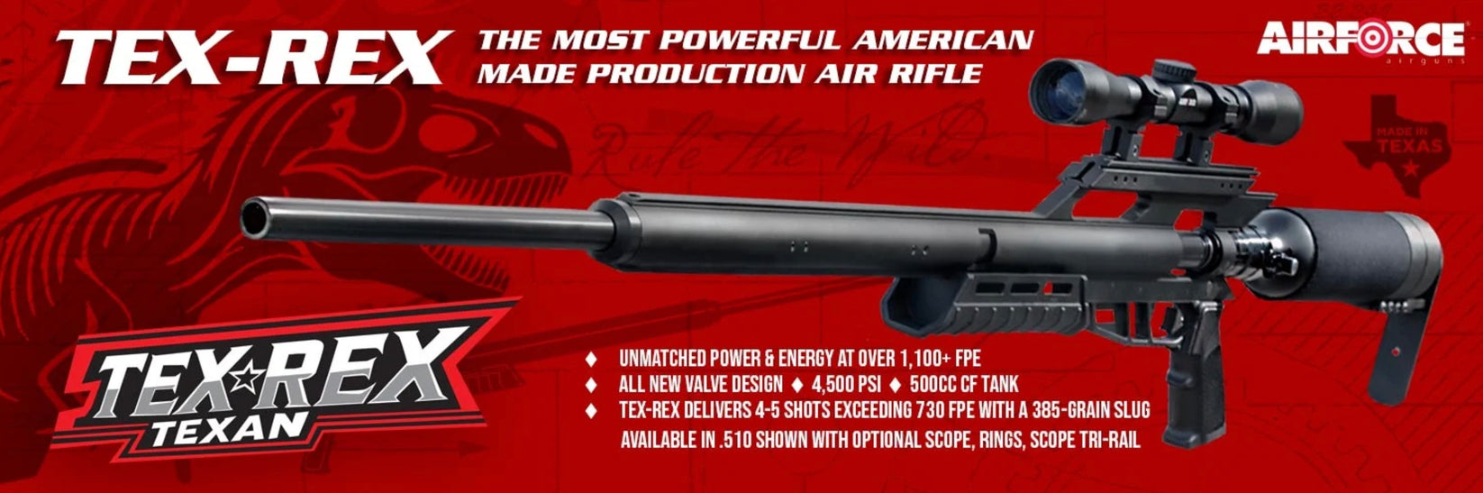 AirForce Tex-Rex .510 Cal Big Bore Air Rifle – Fox Air Power Inc